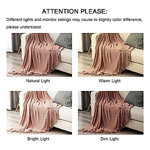 lifein Fall Pink Throw Blanket for Couch-Soft Boho Bed Throw Blankets,Cozy Chenille Knitted Throw,Small Farmhouse Lightweight Blanket&Throw for Autumn,Woman,Girl,Chair,Sofa,Home Decor(Pink,50 * 60")