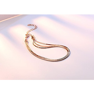 QIAN0813 Simple Rose gold Silver European Snake Chain Bracelets (rose gold)