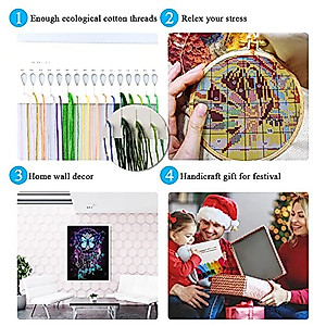 cupmod Fantasy Dream Catcher Cross Stitch Kits,Butterfly Stamped Cross Stitch Kits for Adults,Counted Embroidery Needlepoint Kits Patterns Crafts Decor