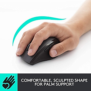 Logitech MK570 Wireless Wave Keyboard and Mouse Combo, Contoured Cushioned Palm Rest, Advanced Wireless Connection, Hyperfast Scrolling Mouse, Black (Renewed)