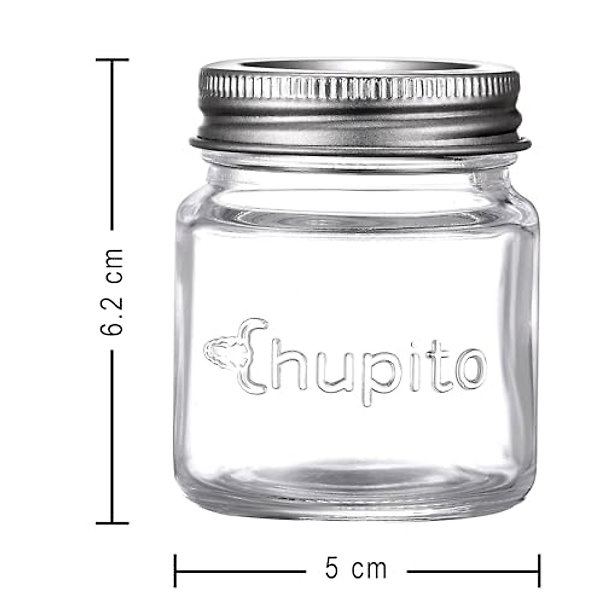 Smith's Mason Jars Mini Mason Jars set of 6 Chupito Shot Glasses with Lids - 2oz Per Shot Glass - For Parties, Arts and Crafts Storage, Drinks, Wedding Favors