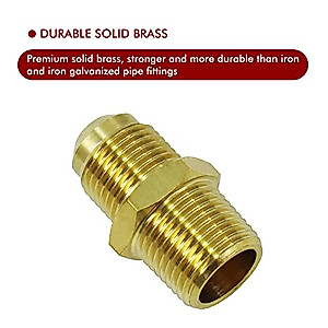 MENSI 2 Packs 3/8" Male Flare Thread (5/8"-18UNF) Convert to 3/8" Male NPT Thread Propane BBQ Grill Brass Union Adapter