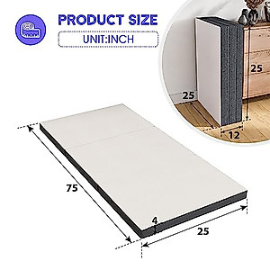 Small Folding Mattress, 4 inch Twin Mattress with Breathable & Washable Cover, Trifold Mattress for Camping, Guest, Floor RV, CertiPUR-US Certified, Foldable Mattress - 75" x 25" x 4" (Small Twin）