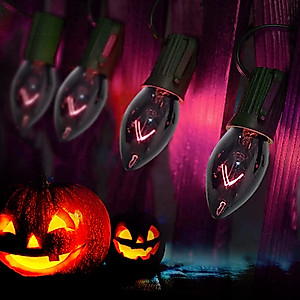 CHYSUPER C7 Replacement Bulbs, Christmas Light Bulbs, Dark Purple 5W Incandescent Bulbs for Halloween Outdoor String Lights Xmas Tree Patio Party Decor, C7 Bulbs E12 Candelabra Base- 25 Pack