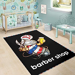 Barber Pole Barber Shop Rug Black Area Rug for Living Dinning Room Bedroom Kitchen, Nursery Rug Floor Carpet Yoga Mat