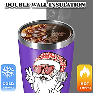 Paoren 12 Pcs 20 oz Christmas Tumblers Set, Christmas Tumbler Travel Coffee Cups Mugs Bulk Stainless Steel Vacuum Insulated Tumbler Gifts for Xmas Holiday Birthday New Year, Purple