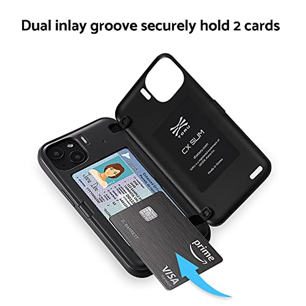 TORU CX Slim Magnetic Wallet Cover Designed for iPhone 13 Case with Card Holder - Black