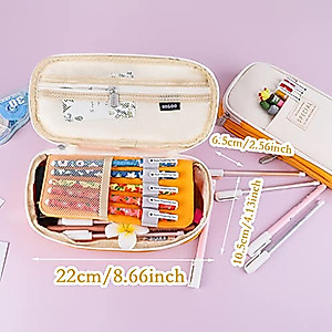 Oyachic Big Capacity Pencil Case Telescopic Pencil Pouch Zipper Pen Bag Canvas Markers Organization Makeup Bag Stationery Box Pencil Holder Office School Supplies