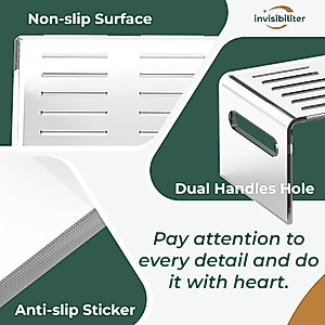 invisibiliter Acrylic Step Stool for Kids, Non-Slip Step Stool with Handles for Kids and Adults, Clear Toddler Stool for Potty Training Aid, Clear Acrylic Foot Stool for Bathroom, Bedroom, Kitchen