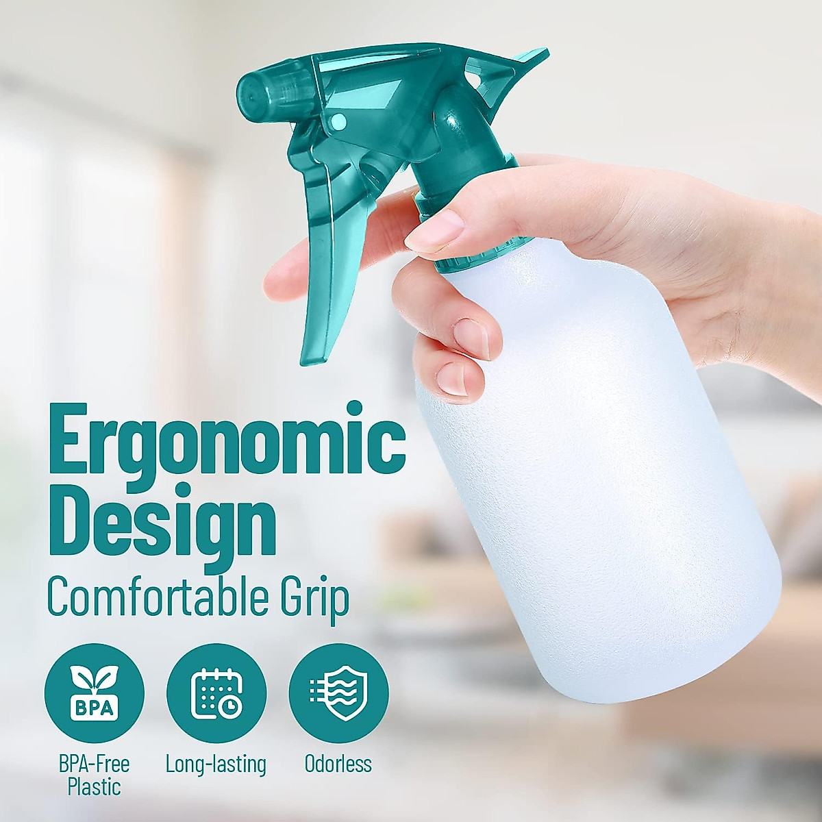 Refillable Stream and Spray Colored Squirt Bottles - 12oz Refillable Mister Bottle for Cleaning Solutions, Gardening, Grooming and Hair Salon COLORS MAY VARY | 3-BOTTLES