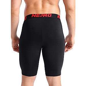 NELEUS Men's Compression Shorts with Pockets 3 Pack,6064,Black/Black/Black,US L,EU XL