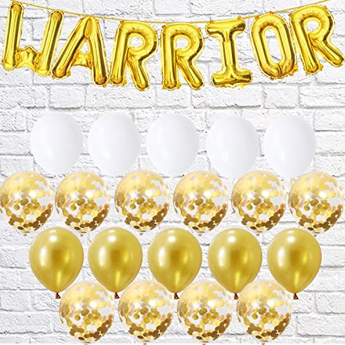 Tihuprly Cancer Survivor Cancer Free Party Decorations Included"WARRIOR" Letter Foil Balloons + 20 Latex Balloons - Beat Cancer Party Decor Breast Cancer Banner Breast Protection Themed Banner