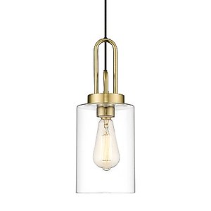 Emliviar Modern Gold Pendant Light - Kitchen Island Hanging Light with Clear Glass Shade in Gold Finish, YCE236 M1L BG
