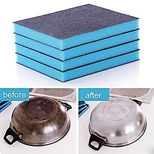 EORTA 8 Pcs Magic Cleaning Sponges Multi-Use Heavy Duty Scrub Scouring Eraser Pads with Carborundum Non-Scratch Emery Cleaner for Kitchen, Bathroom, Pots, Pans, Sinks