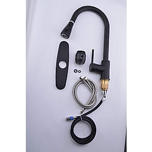 Klabb 8008 Kitchen Faucet Matte Black Single Handle Brass Pull Out Kitchen Faucet with Sprayer with Desk Plate