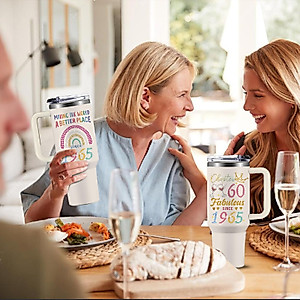 NIAXAUYT 60th Birthday Gifts for Women, 60th Birthday Tumbler 40oz, 1965 Birthday Gifts for Women, 60 and Fabulous Gifts, Present for Women Turning 60 Year Old Gift For Her Friend Sister Wife Grandma