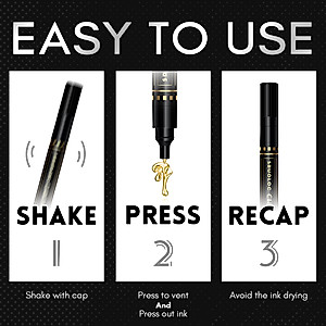 SRUOLOC 3Pcs Liquid Gold Paint Markers, Oil-based Permanent Chrome Maker, Gloss Mirror Marker Repairing, Reflective Metallic Pen Markers for Touch Up Model Painting DIY Art Projects, Gold