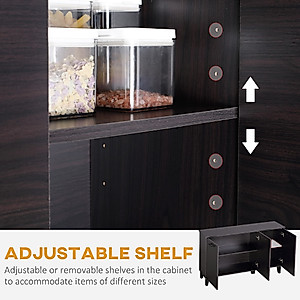 HOMCOM Sideboard Buffet Cabinet, Kitchen Cabinet with Adjustable Shelf, Coffee Bar Cabinet, Dark Walnut
