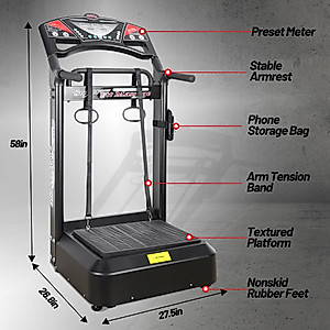 ps Vibrating Plate Exercise Machine, Whole Body Vibration Fitness Platform, Aerobic Training Fitness Vibration Equipment with Vibrating Pull Bands for Home Gym Workout、Family weight loss and body shap