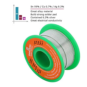 1.5mm Electronic Solder Wire Lead Free Rosin Flux Core Diameter 0.06in Large Size Solder Wire Gauge 1.76oz 50g Sn99 Ag0.3 Cu0.7 Flow Electric Soldering Unleaded PB Free