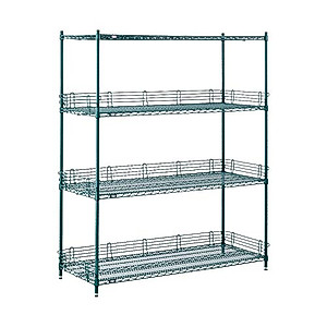 Nexel Wire Shelving, Green Epoxy, 60" W X 24" D X 74" H