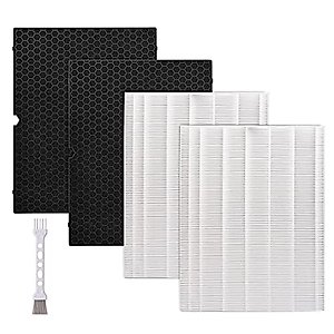 116130 Replacement Filter H for Winix 5500-2 AM80 Air Purifier True HEPA Activated Carbon Pre-Filters 2 Pack Washable Advanced Control Filter and 2 Pack PlasmaWave Odor Reducing Carbon Filters