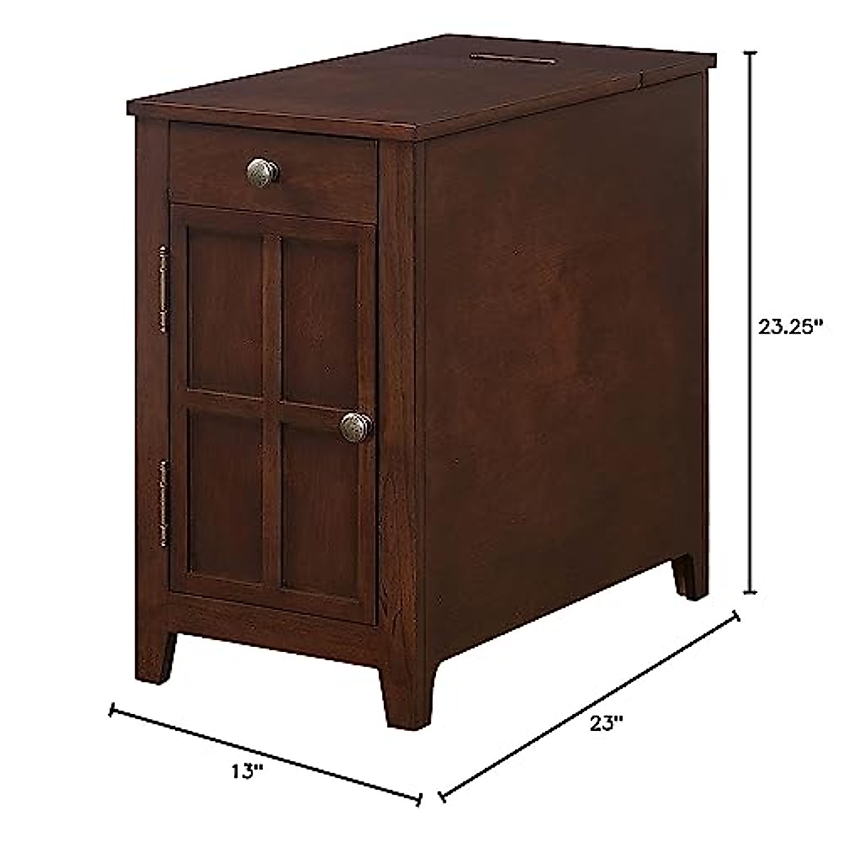 Ball & Cast End Table with Charging Station Chair Side Table Built-in USB Ports & Outlets, Dark Brown