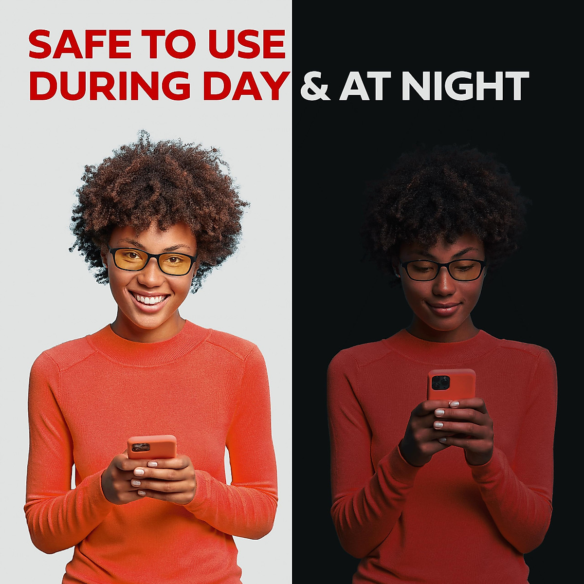 Exerscribe Bluelight Gaming Glasses - Amber Tinted Blue Light Glasses for Men & Women - Night Lenses for Driving, Strain and Fatigue