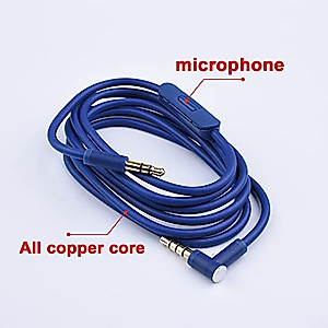 Replacement Audio Line Cable Cord Wire with in-line Microphone and Control is Compatible with Dr Dre Headphones Solo3 Studio2 Pro Detox Mixr Pill (White/1.4m)