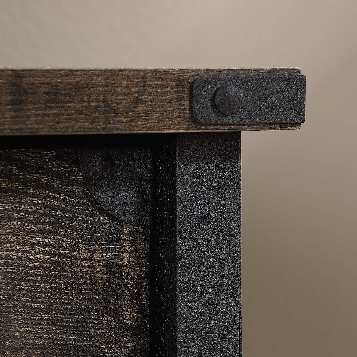 Sauder Steel River TV Stand, for TVs up to 52", Carbon Oak Finish