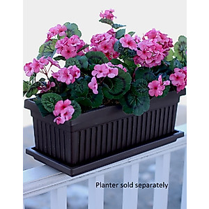 The HC Companies 23.5 Inch Venetian Rectangular Plant Saucer - Indoor Outdoor Plastic Plant Trays for Pots - 23.5"x7.5"x1.3" Black