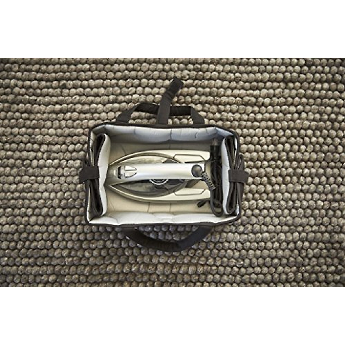 Yamazaki Home Tower 2-in-1 Mat and Bag Portable Folding Iron Pad Cover, W33XD18XH18cm, Black