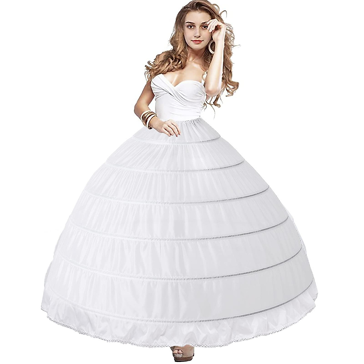 dgdgbaby Hoop Skirt Crinoline Underskirt Petticoat for Women Ball Gown Bridal Tulle Underskirt Wedding Dress (4 Hoops White)