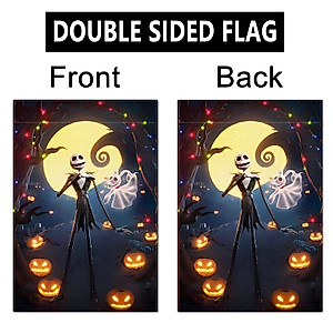 Vohado Nightmare Before Christmas Garden Flag Zero and Jack Skellington Birthday Party Decoration Halloween Pumpkin Double Sized Yard Sign Outdoor Decor