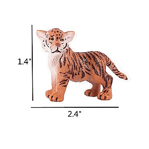 4PCS Realistic Tigers Figurines with Tiger Cubs, 2-6" Safari Animals Figures Family Set Includes Baby Tigers, Educational Toy Cake Toppers Christmas Birthday Gift for Kids Toddlers