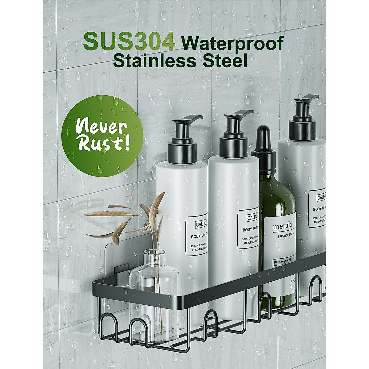 GVY Shower Caddy 5 Pack, Adhesive Shower Organizer Bathroom Shelves,Rustproof Bathroom Organizers and Storage for Home Decor, No Drilling Shower Shelves for Apartment Essentials