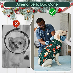 Kuoser Dog Surgery Recovery Suit, Christmas Dog Surgical Recovery Suit for Female Male Dogs, Dog Onesies for Small Dogs, Pet Surgical Suit for Spay Neuter Dog Cone Alternative