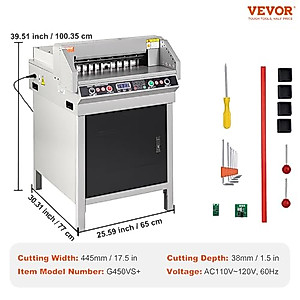 Vevor Electric Paper Cutter 450mm 17.7 Inch Paper Cutter Guillotine Numerical Control Automatic Digital : Office Products
