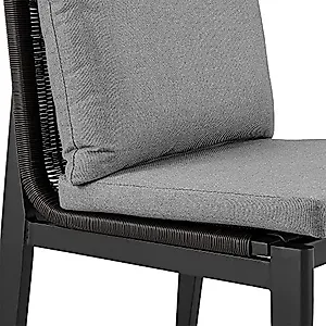 Armen Living Grand Modern Indoor Outdoor Patio Accent Dining Chair, Set of 2, Black and Gray Armless