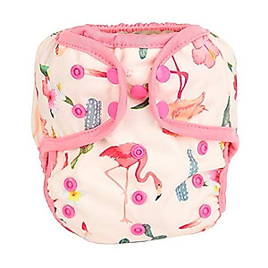 One Size Cloth Diaper Cover Snap With Double Gusset (Flamingo)