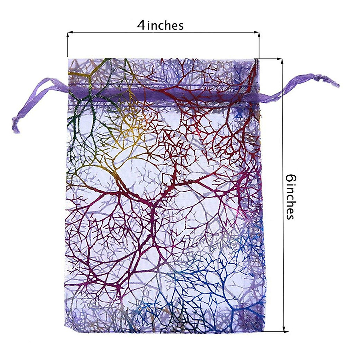 Stratalife 100PCS Organza Jewelry Gift Bag 4x6 Inches Purple Blue Pink with Drawstring Favor Pouches Bags for Wedding Party Baby Shower Seashell Sample Candy Small Bags(Mixed Coralline)