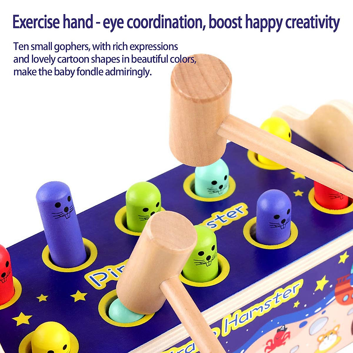 Groundhog Pounding Bench Game Pirate Theme Hammering Pounding Toys Kids Hammer & Pound Toy Pounding Game for Single and Double Kids Early Montessori Educational Tool Gift for Kids Girls Boys Age 3+