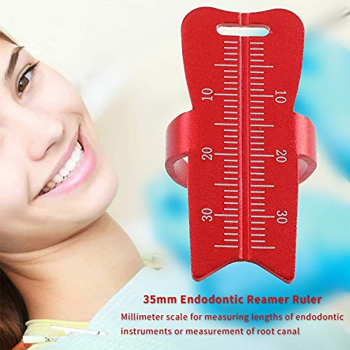 Endodontic Measuring Ring File Finger Ruler Red, Aluminium Dental Root Canal Measurement Instrument 3.5-cm, 1.4-Inch, Easy to Use - Lightweight & Durable