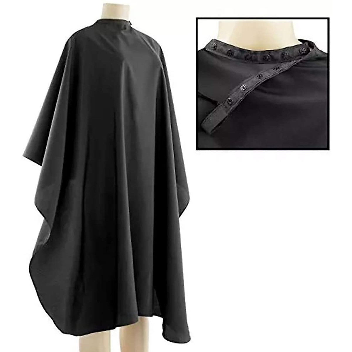Black Waterproof Hair Salon Cape Professional Barber Cape with Metal Snap Closure Hair Cutting Cape (Black-5 Pack)