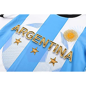 Argentina World Champions Edition Sports Soccer Football Boys Kids Youth Jersey Shirt Kit Set (Size-26 (8-9 Years))