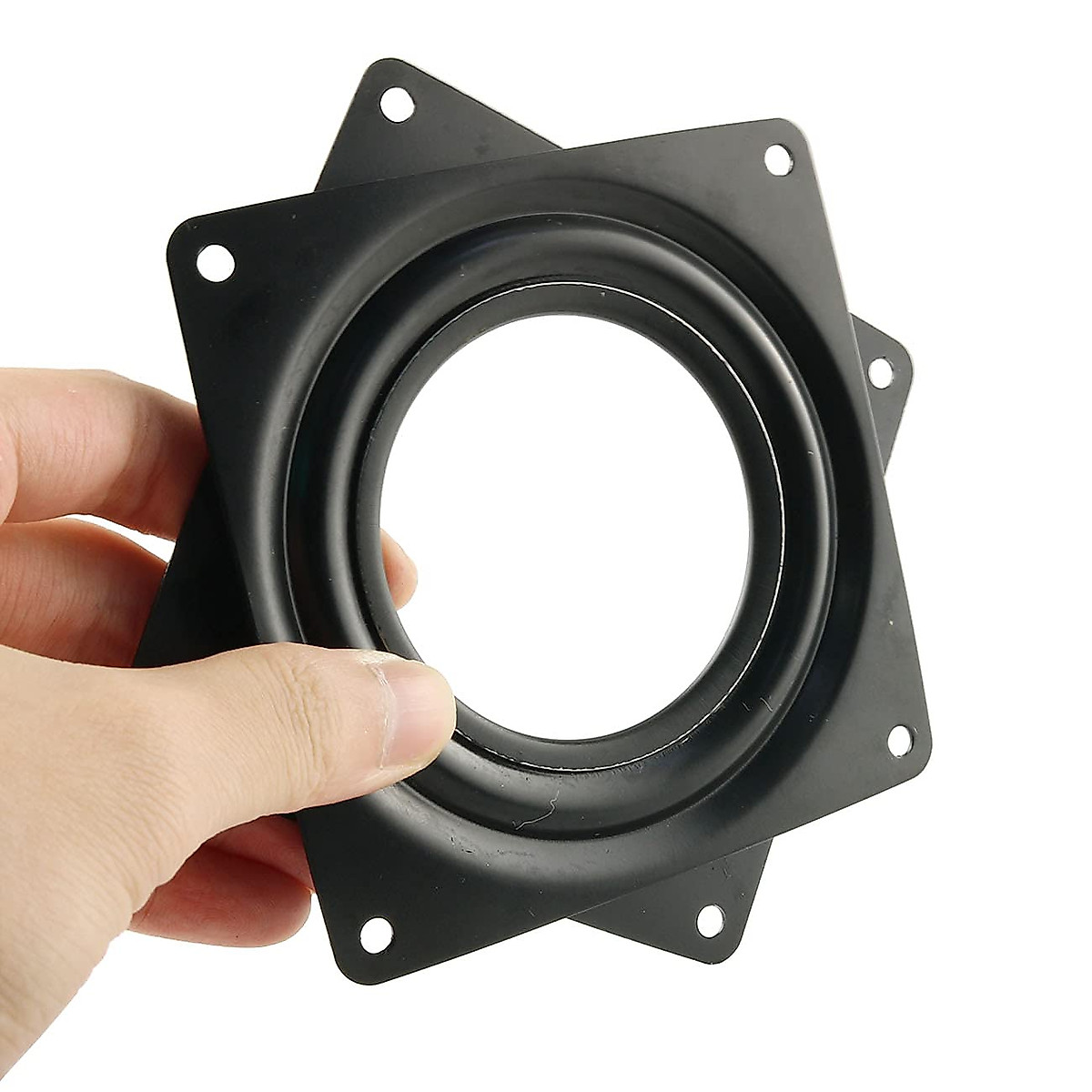 RLECS Swivel Plate 2PCS 4-Inch 360 Degree Hollow Square Lazy Susan Turntable Bearings Rotating Bearing Plate