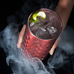 Viski Paragon Insulated Cocktail Tumbler, Insulated Highball Glasses Stainless Steel Highball Glasses with Ceramic Coating 16oz Pink Set of 1