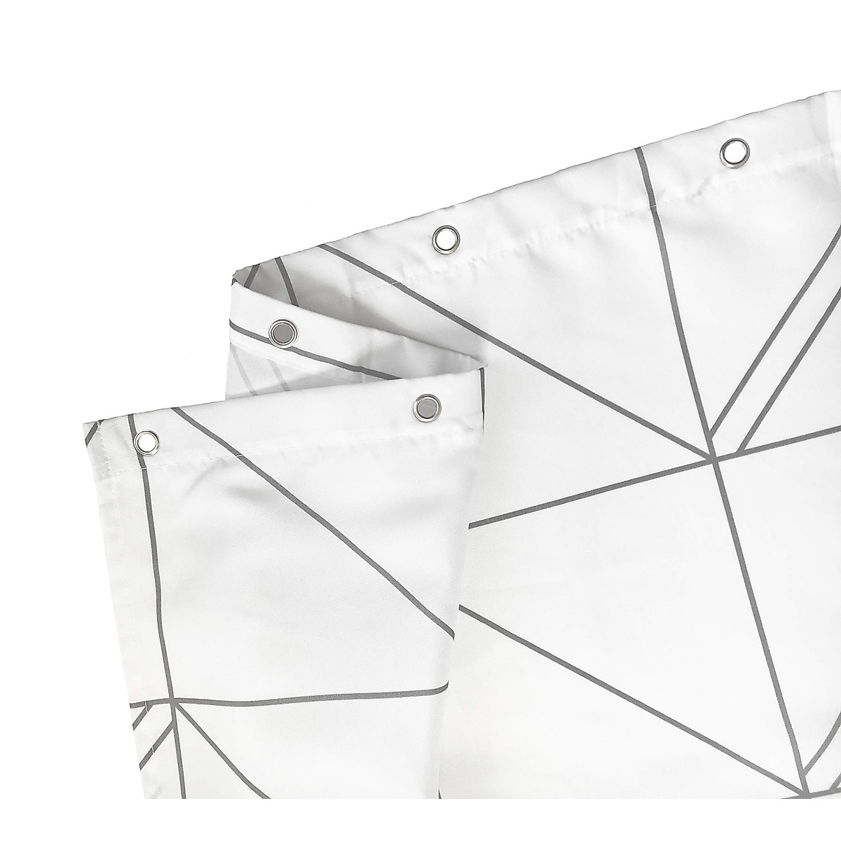 Horizon Home Essentials Modern Luxury Geometric Shower Curtain for Bathroom (White and Grey)