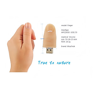 64GB Finger Shaped USB Flash Drive Data Storage