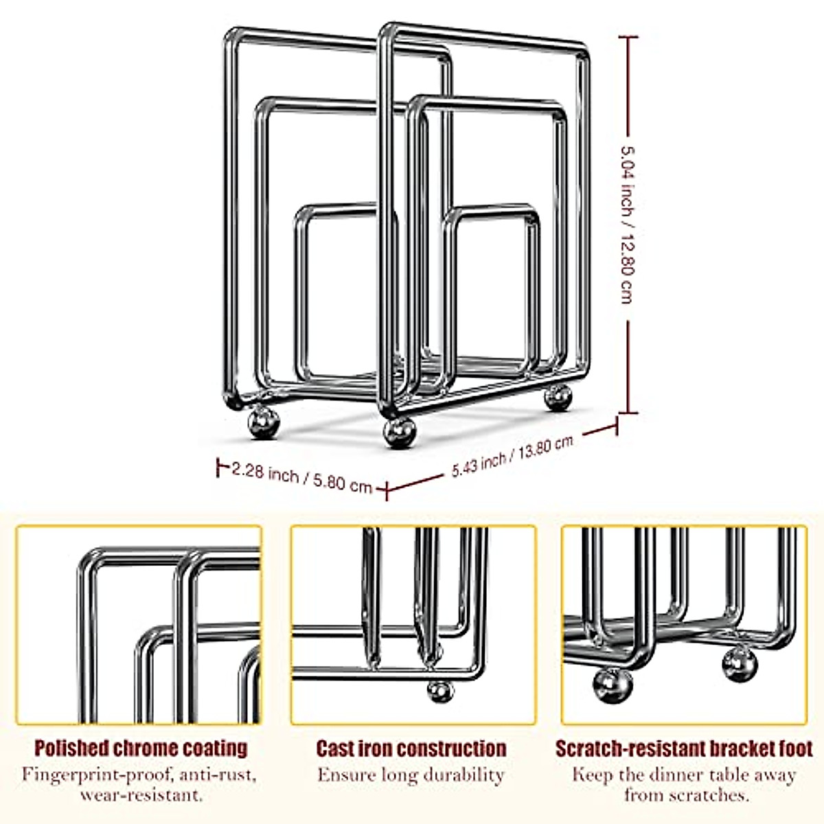 Housolution Napkin Holder, Simple Design Metal Napkin Holders Upright Decorative Napkins Holder for Home Kitchen Table, Silver